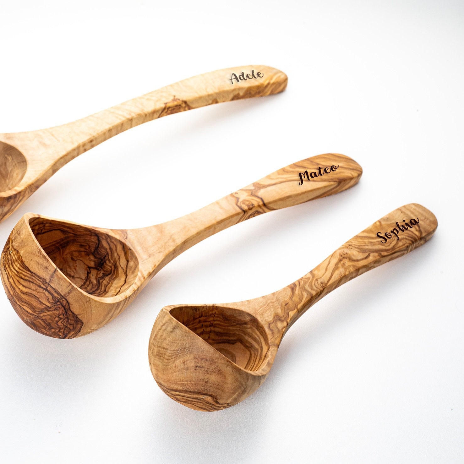 Olive Wood Ladles Handmade Luche Wooden Ladle Kitchen Utensil ...