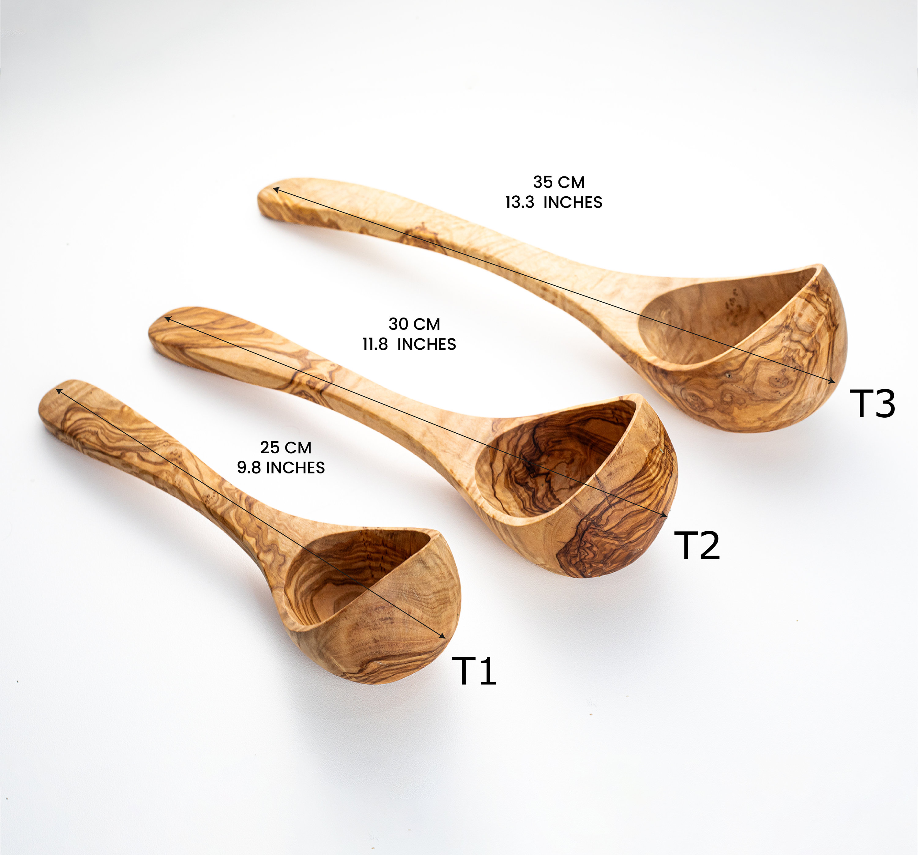 Olive Wood Ladles - Handmade Luche - Wooden Ladle - Kitchen Utensil ...
