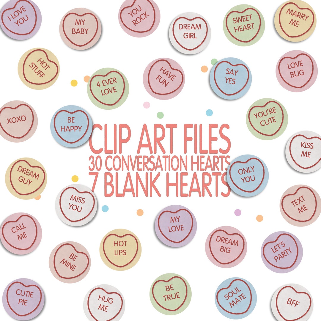 Valentines Day Clipart, Candy Hearts Clipart digital CANDY Hearts ...