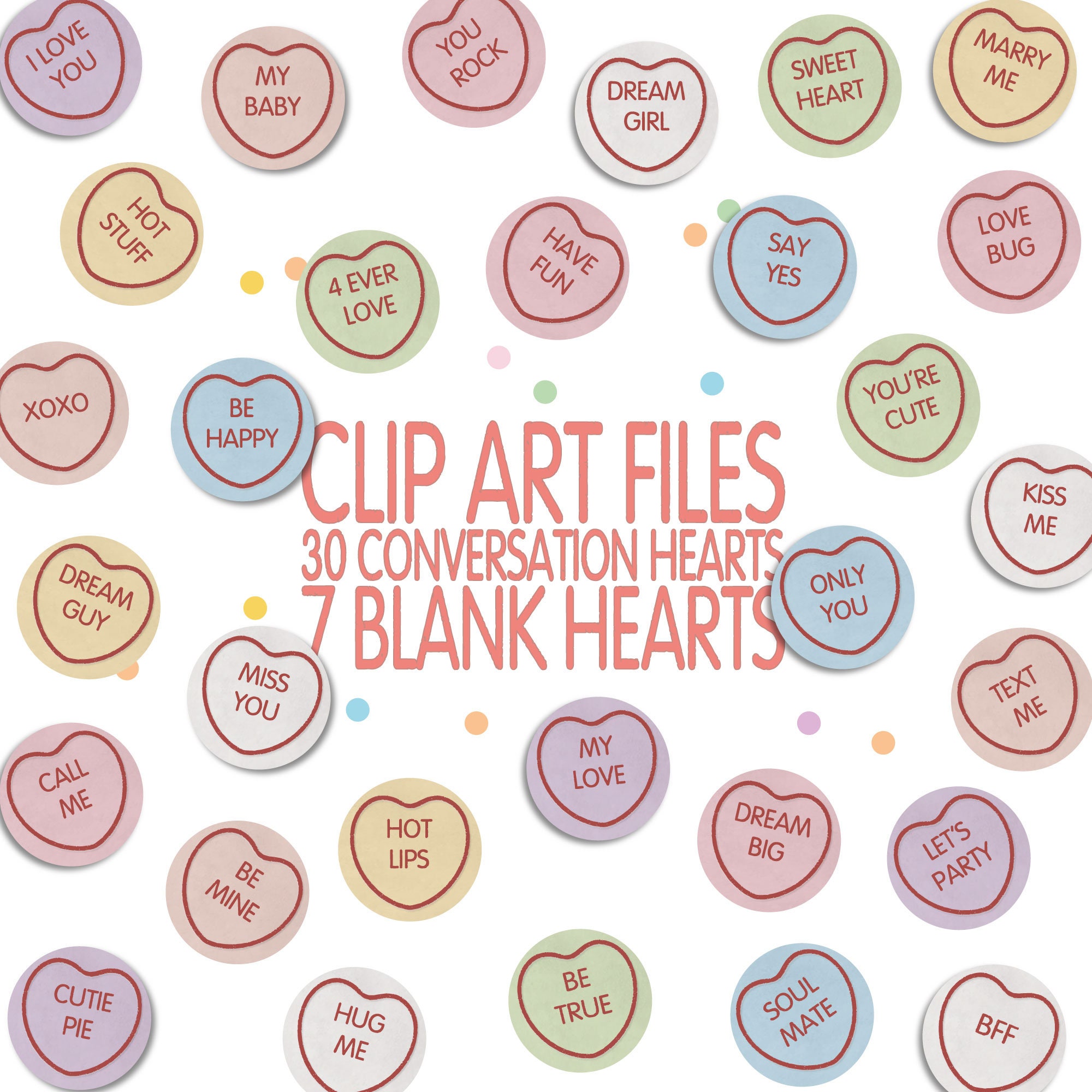 Valentines Day Clipart, Candy Hearts Clipart digital CANDY Hearts ...