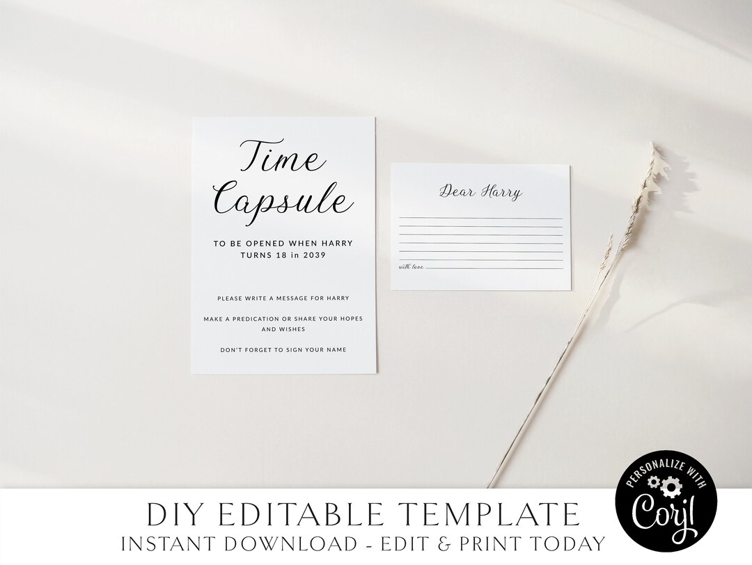 Plantilla de cápsula del tiempo de Harry Primer cumpleaños Cápsula del ...