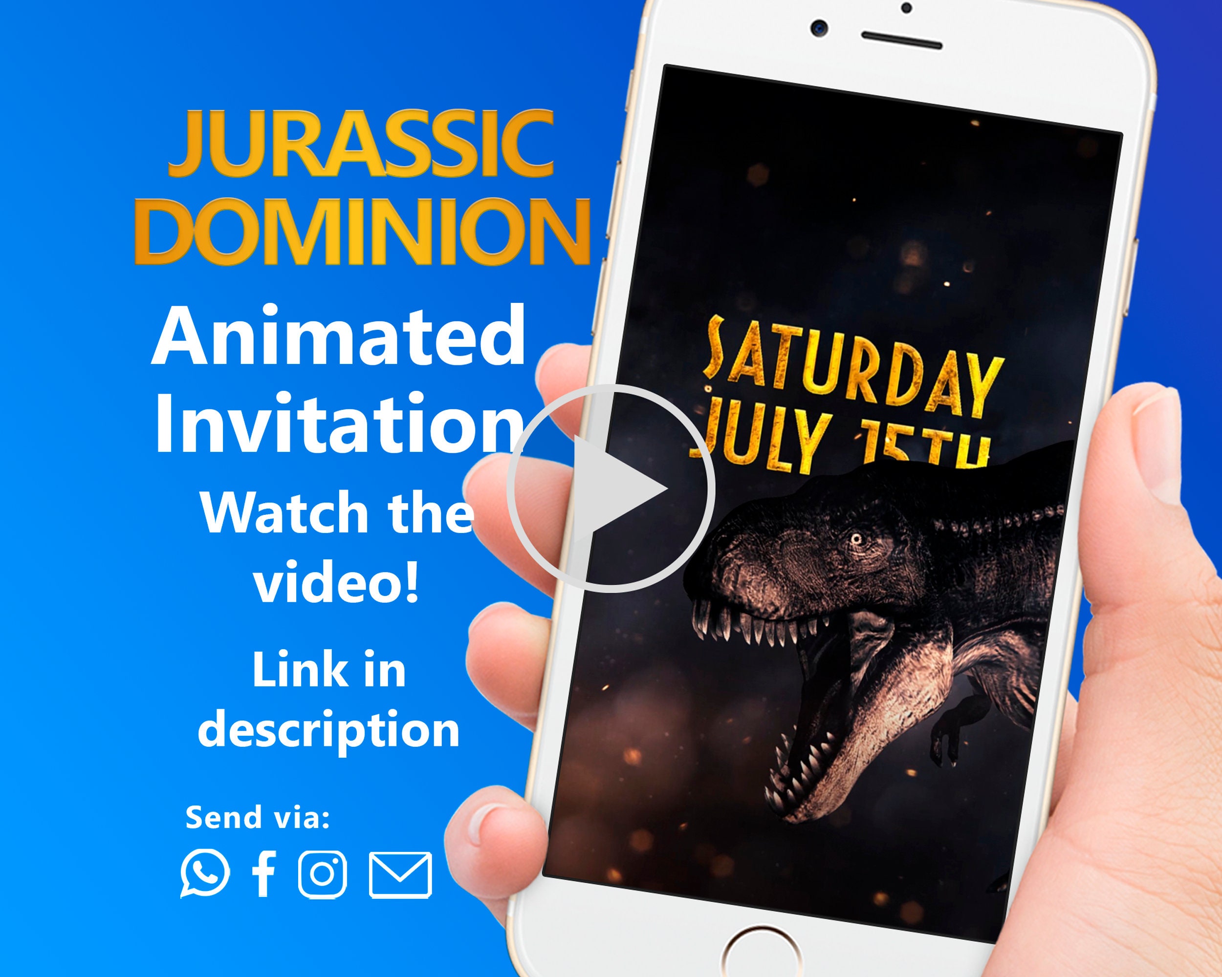 Jurassic Invitation, Dinosaurs Invite, Dinosaur Birthday Invitation, Jurassic Invite, Dominion ...