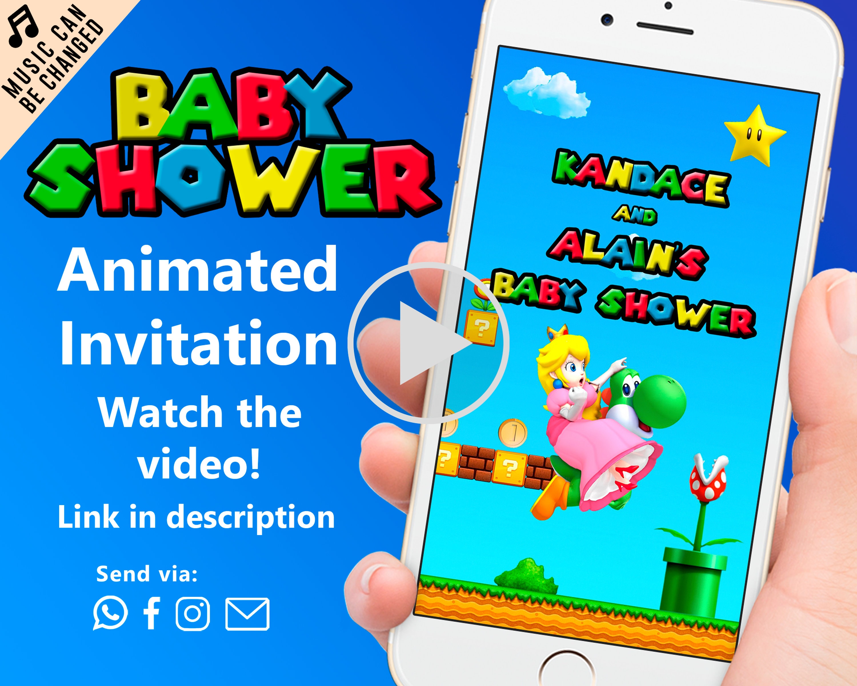 Invitación Super Mario Baby Shower, Super Mario Baby Shower, Super ...