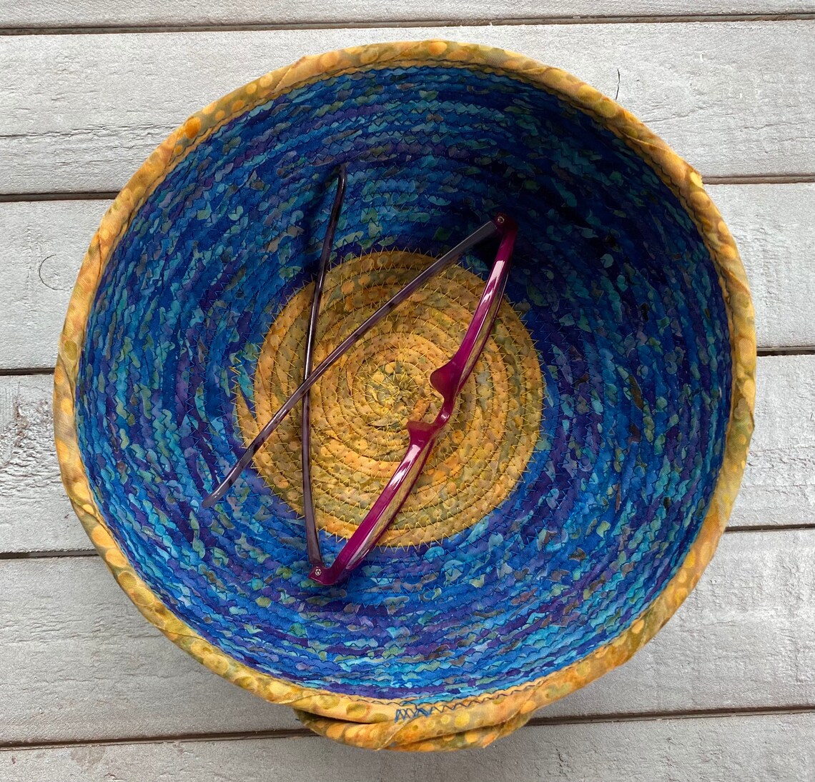 Batik Fabric Rope Bowl - Etsy