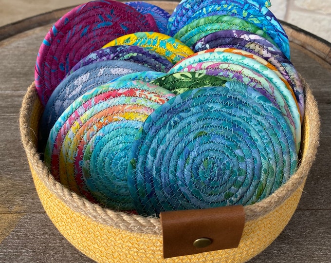 Fabric Covered Coiled Clothesline Coasters set of 4 Custom Order - Etsy