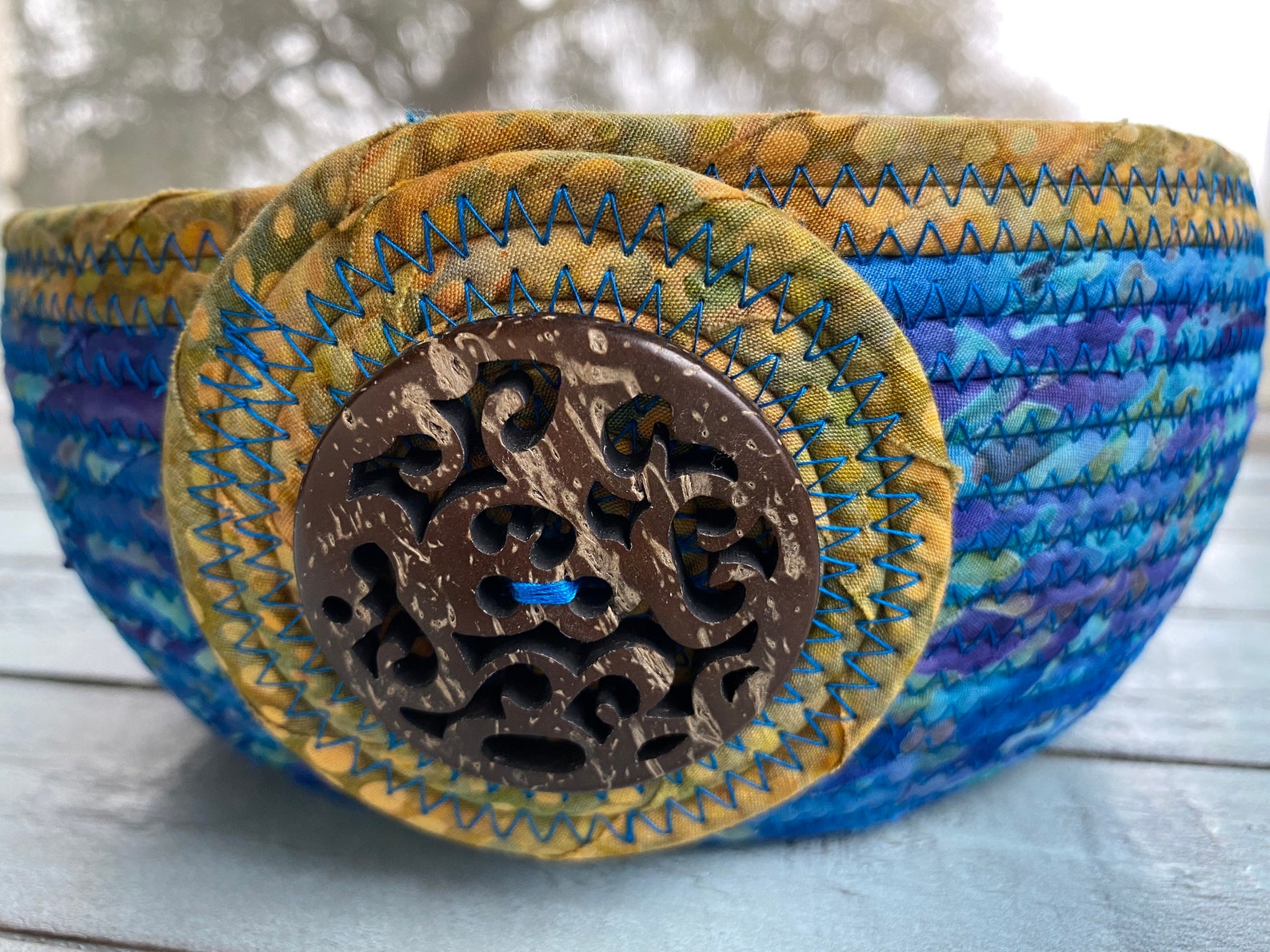 Batik Fabric Rope Bowl - Etsy