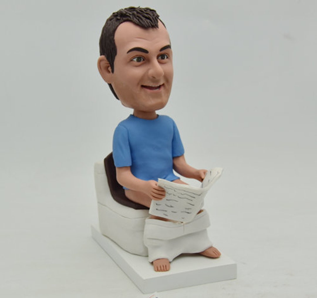 Funny Custom Bobbleheads on Toliet, Bobblehead Gift Personalized Funny ...