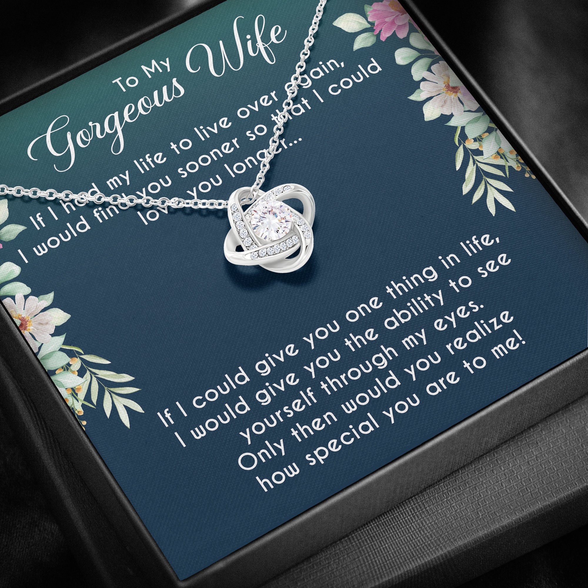 To My Gorgeous Wife Loveknot Necklace,romantic Gift for Wife ...