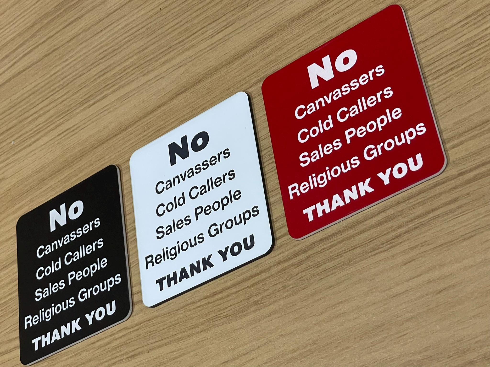 No Cold Callers Sign – Self‑adhesive Front Door Plaque – Brushed Gold ...