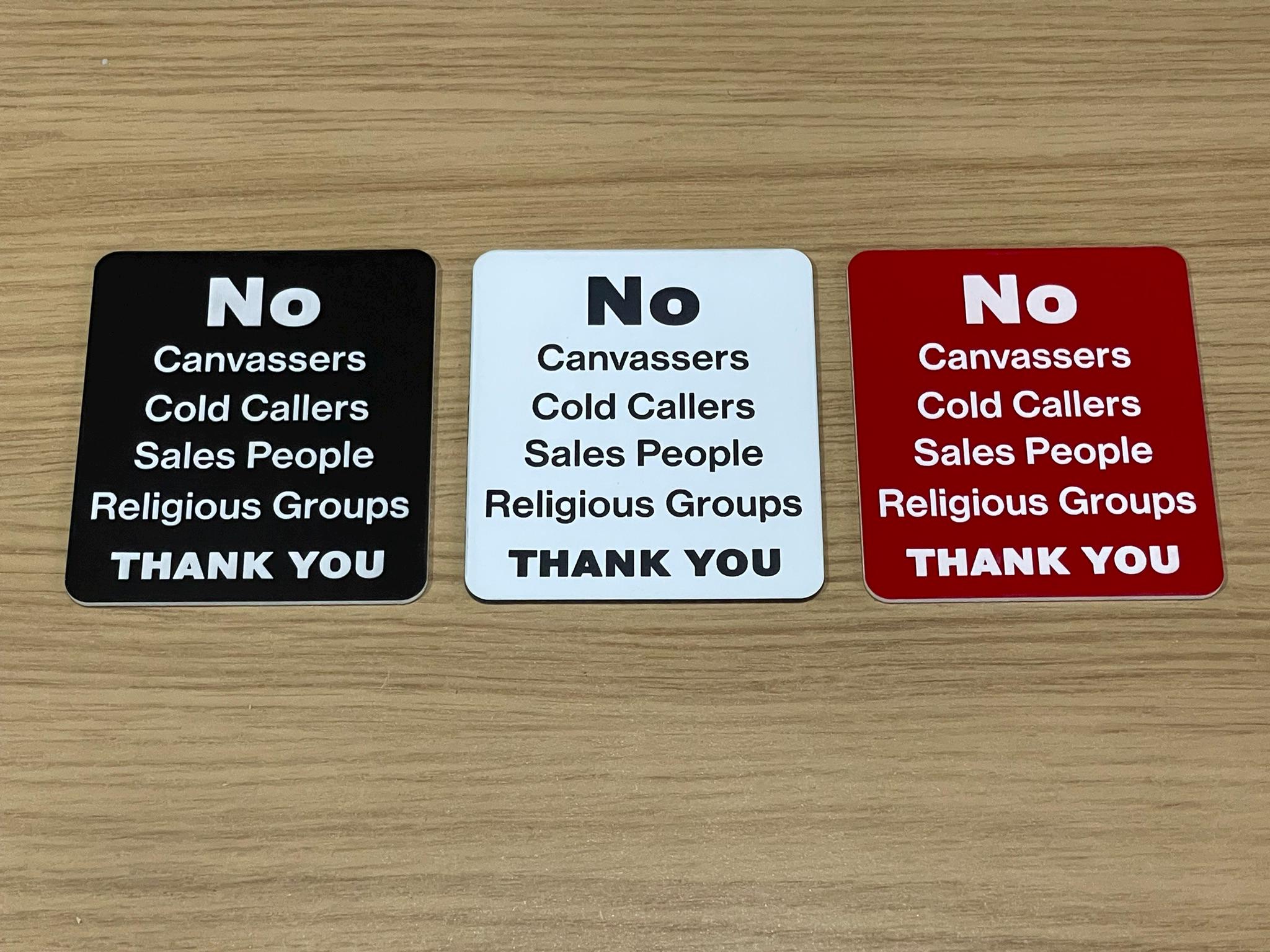 No Cold Callers Sign – Self‑adhesive Front Door Plaque – Brushed Gold ...