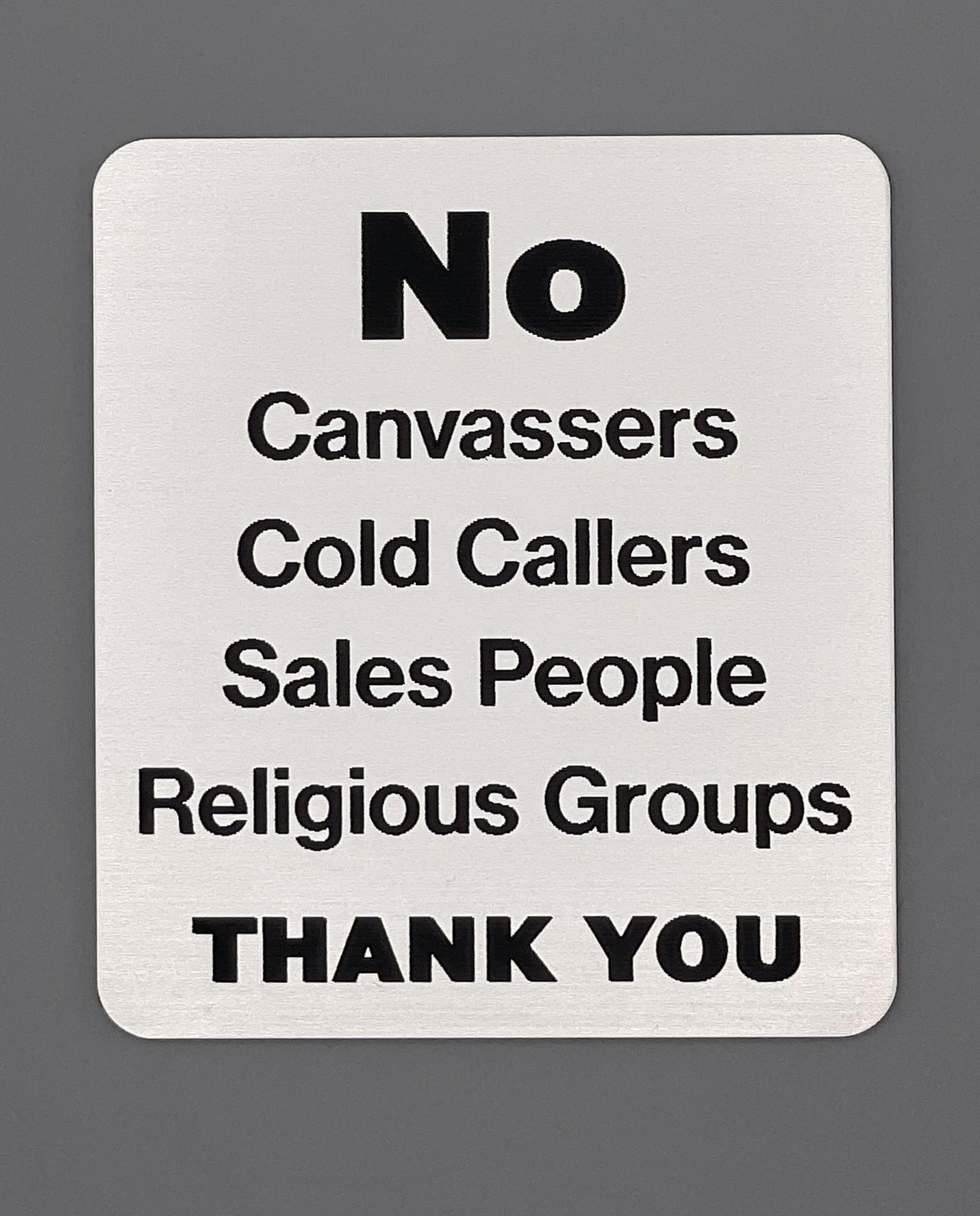 No Cold Callers Sign – Self‑adhesive Front Door Plaque – Brushed Gold ...