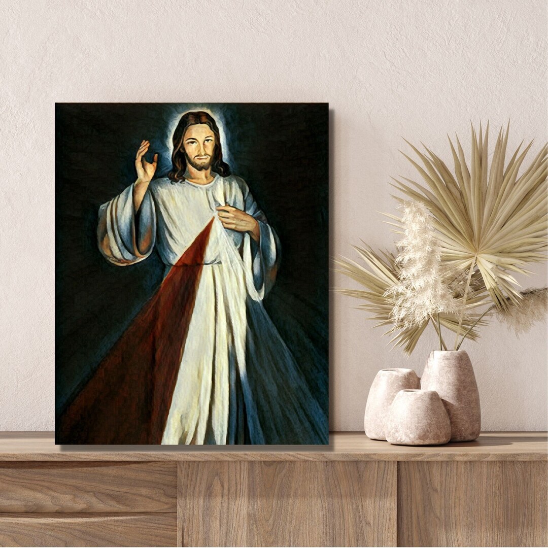 Divine Mercy Image Canvas Art Print, Catholic Wall Art Canvas, Catholic ...
