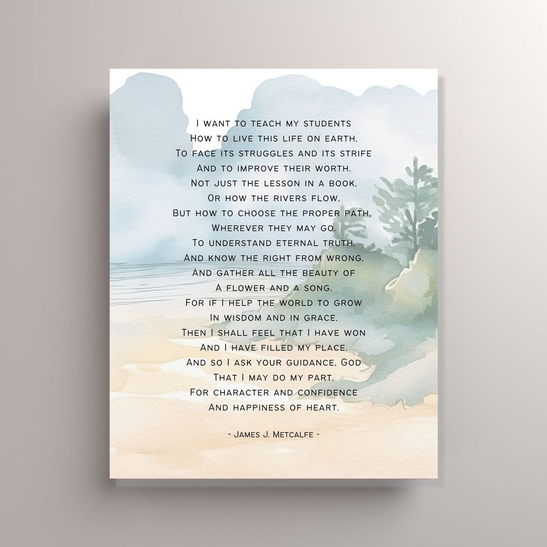 Teachers Poem for Teaching Prayer for Principal Christian Gift for ...