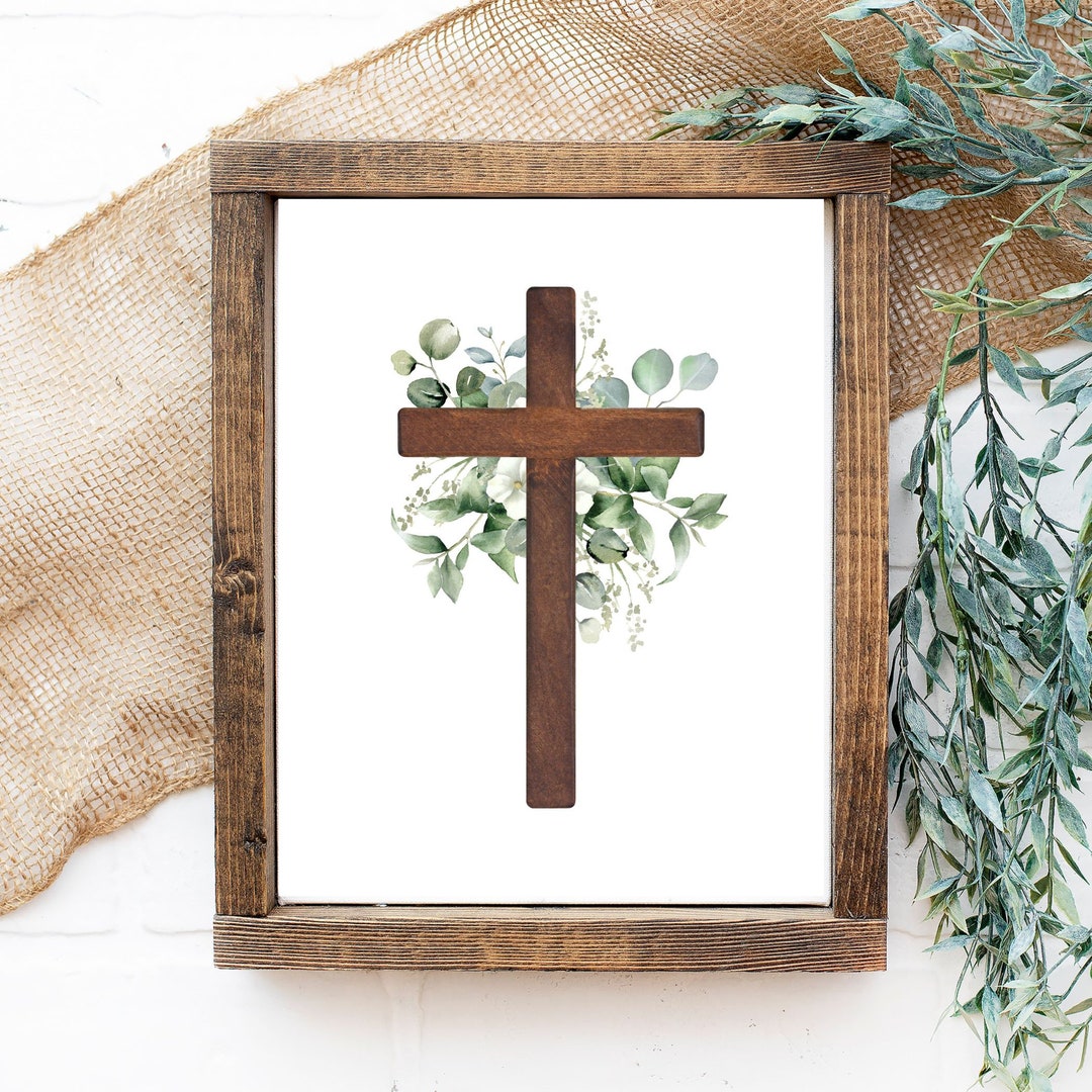 He is Risen Botanical Cross Printable Wall Art for Easter Decor ...