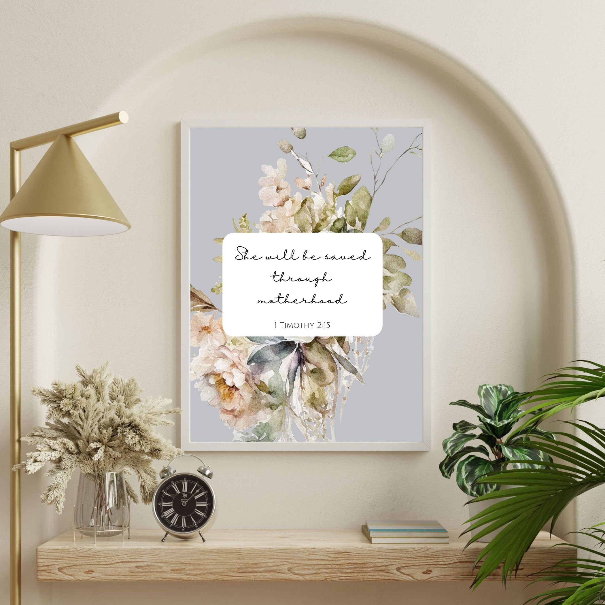 Christian Motherhood Floral Printable Set of 5 Posters for Mother Bible ...