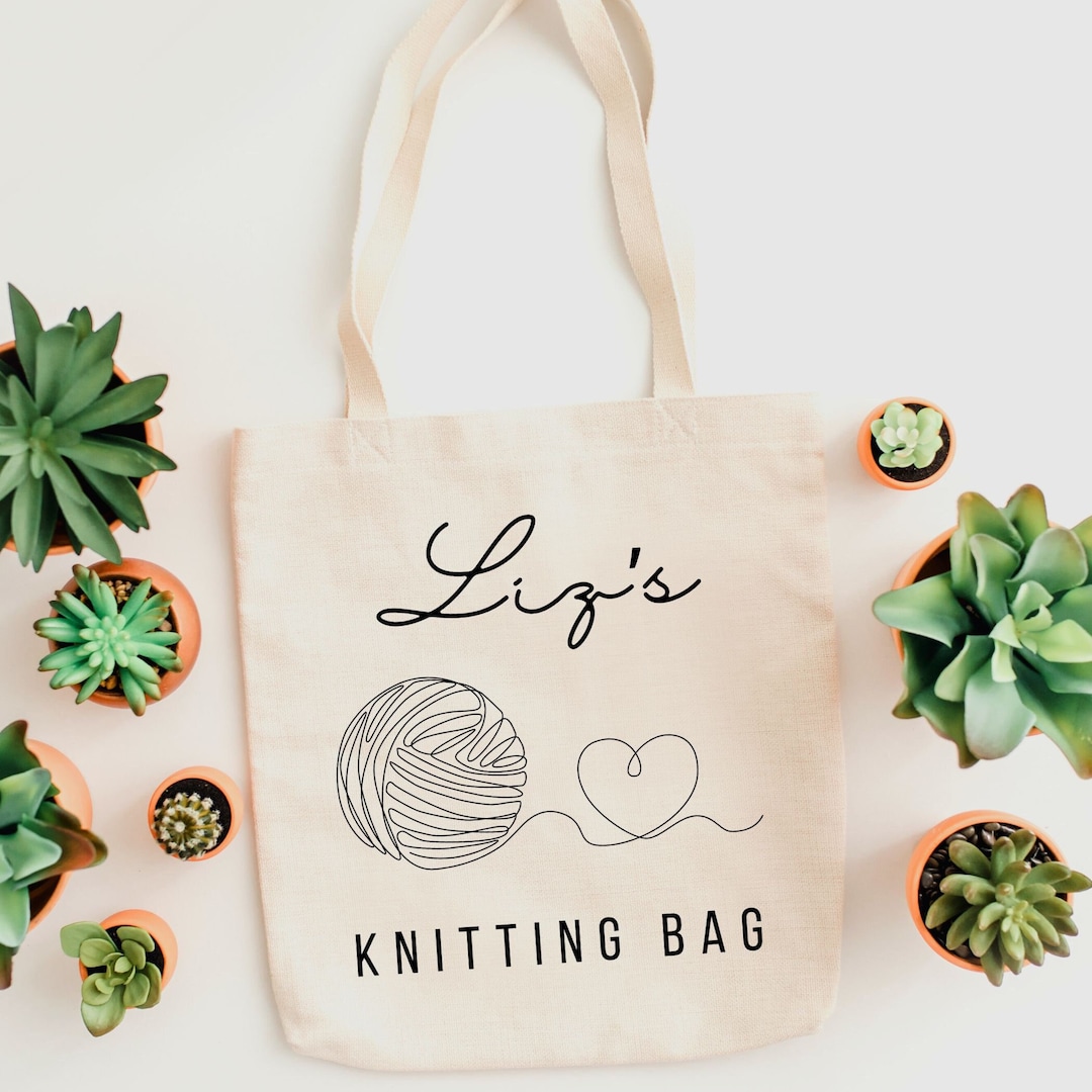 Personalized Knitting Tote Bag Custom Name Project Bag for Crochet ...
