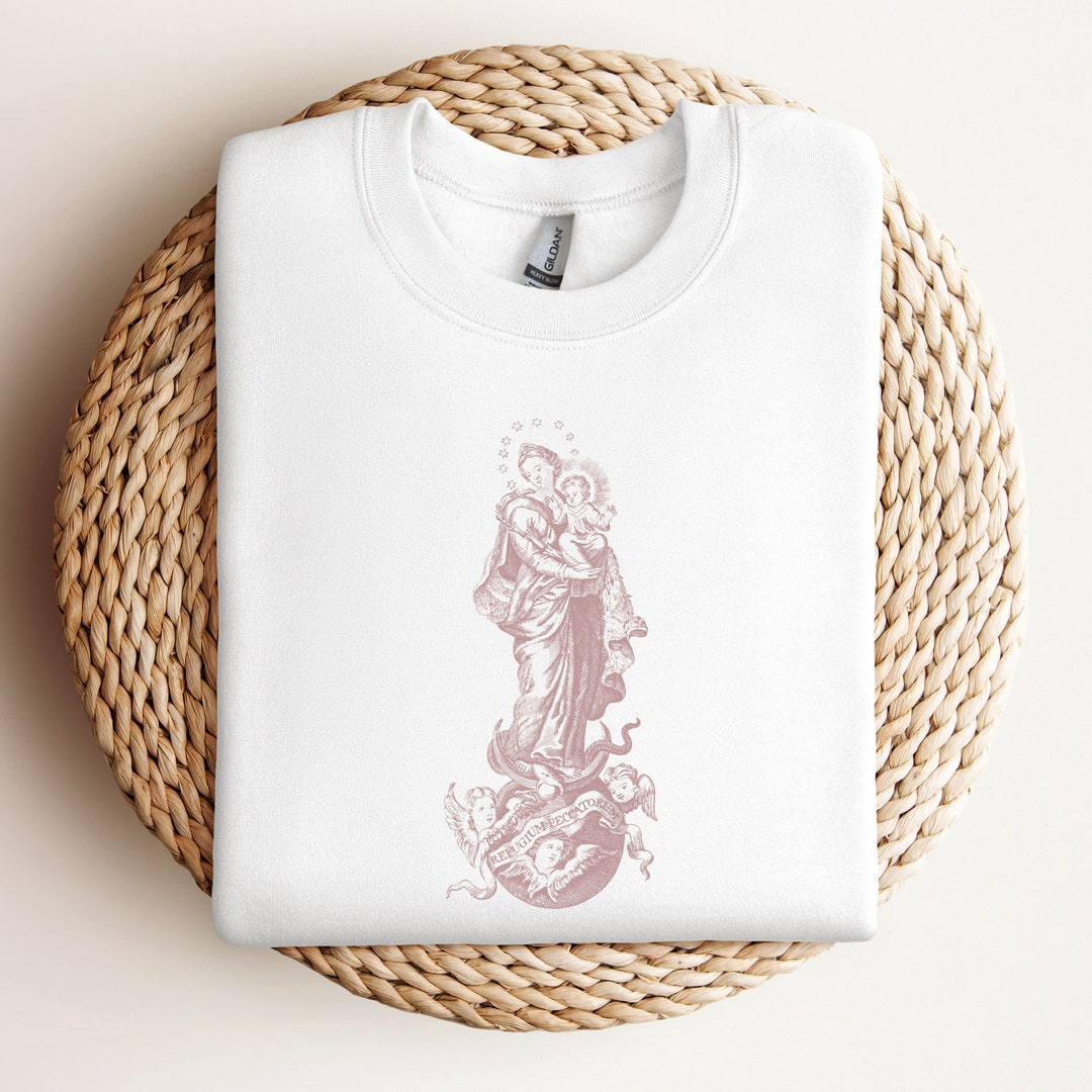 Traditional Catholic Sweatshirt Virgin Mary Shirt Refuge of Sinners ...