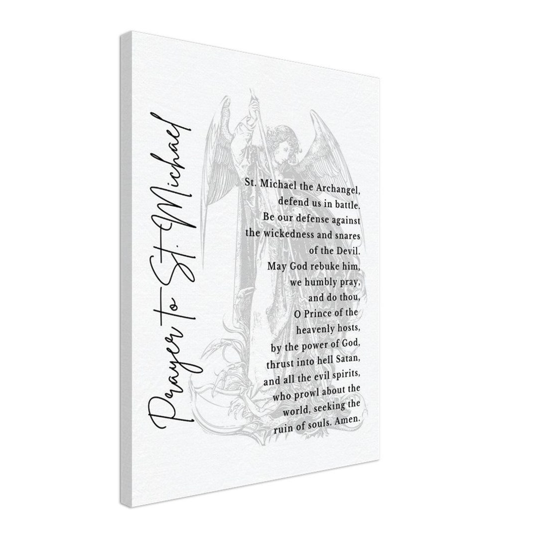 St. Michael Archangel Prayer, Traditional Catholic Wall Art, Canvas ...
