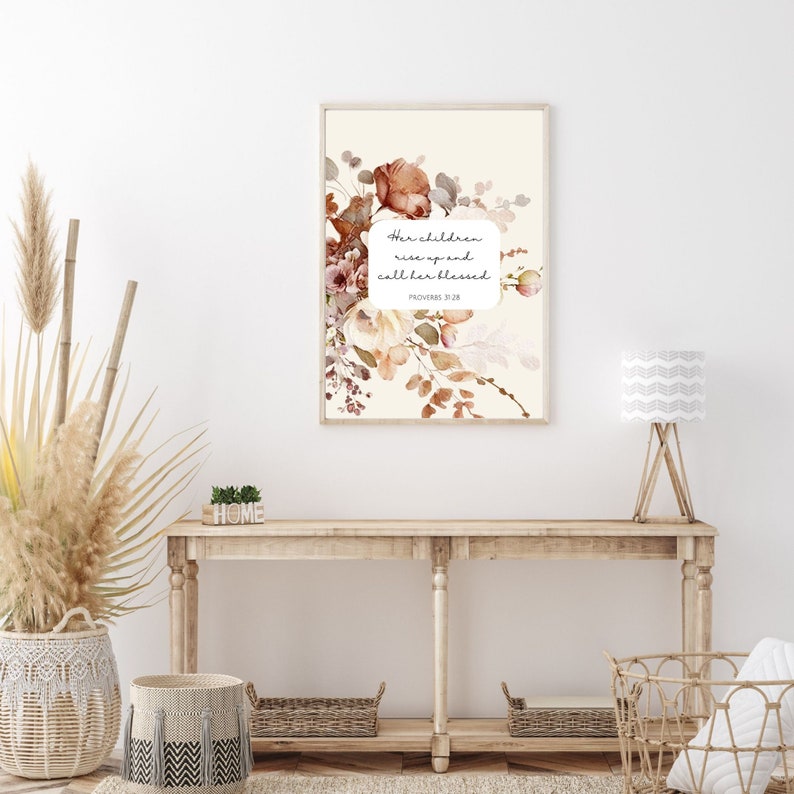 Christian Motherhood Floral Printable Set of 5 Posters for Mother Bible ...
