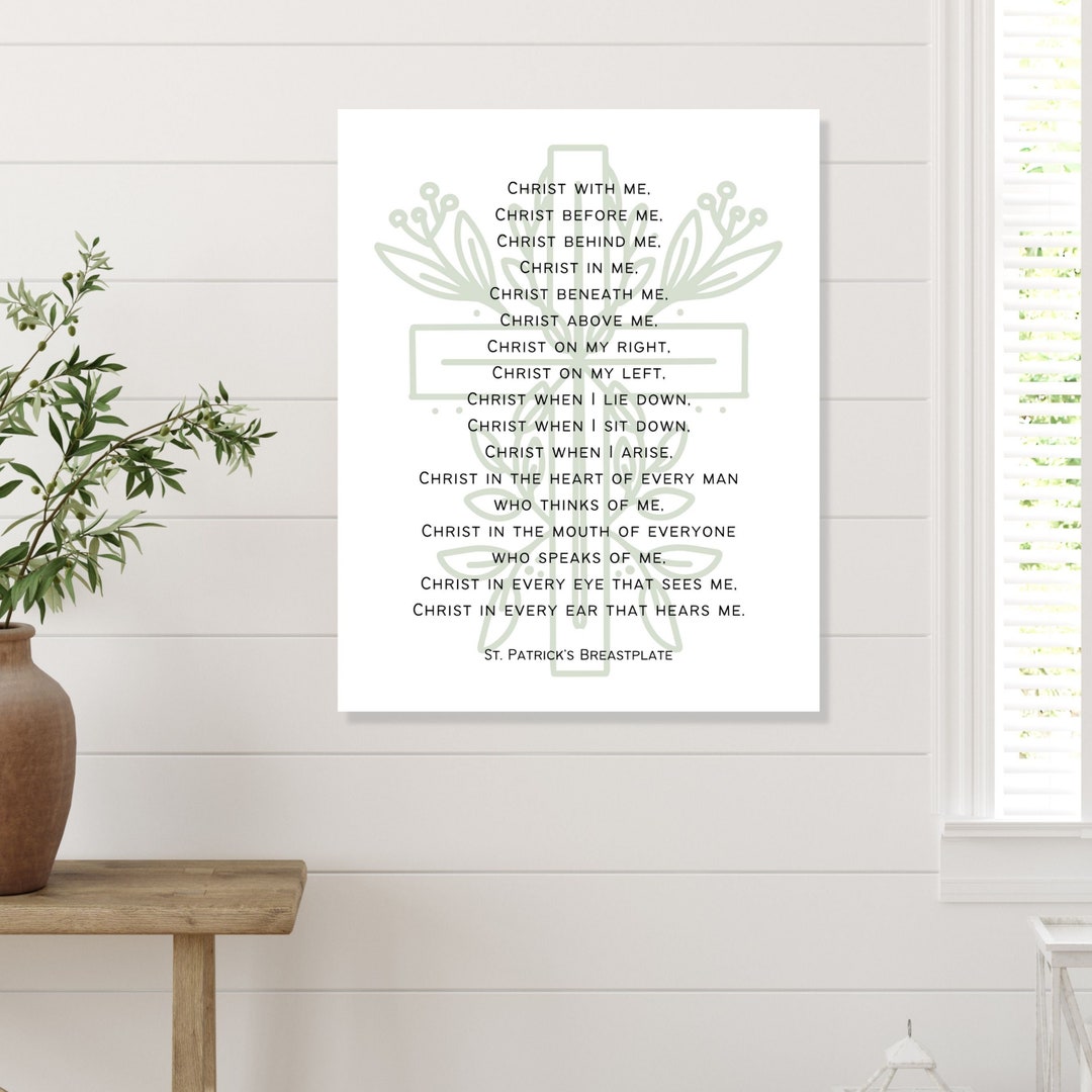 Saint Patrick Breastplate Canvas Wall Art Print Sign, Christ With Me ...