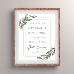 St. Joseph Printable Poster Traditional Catholic Wall Art, Litany of ...