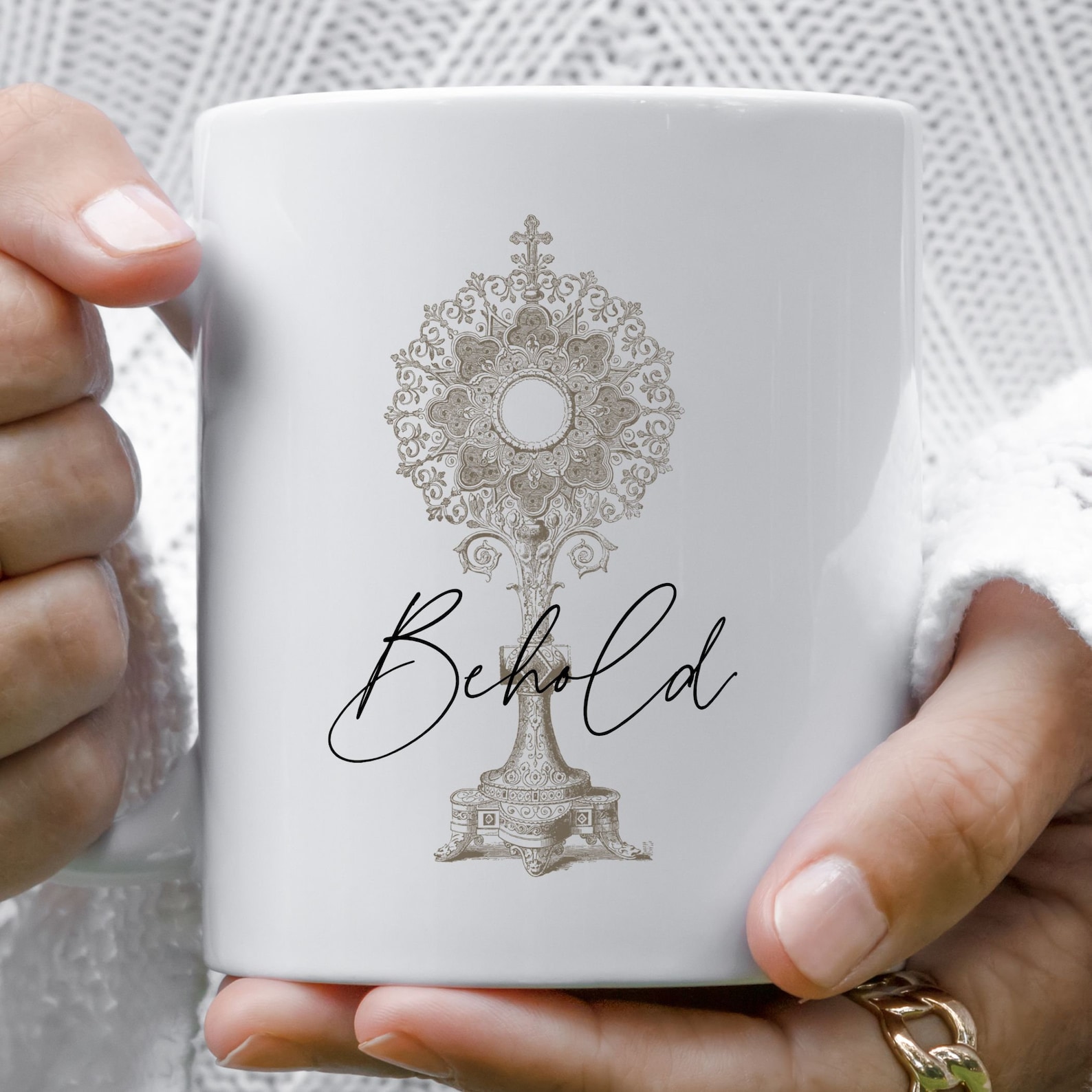 Traditional Catholic Eucharistic Adoration Mug Behold Gift for Priest ...