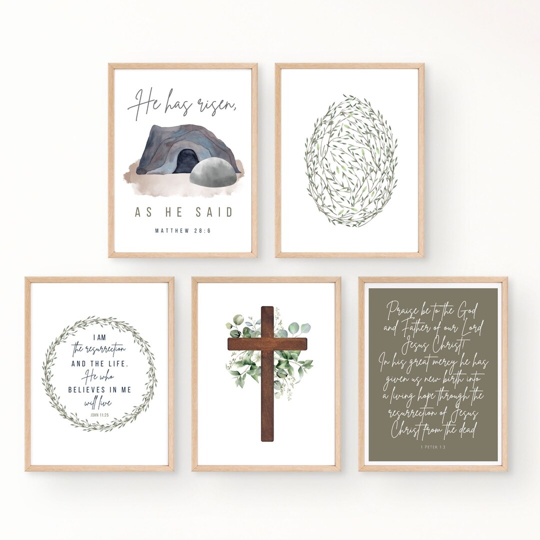 Easter Set of Printable Art for Christian Easter Print Set of Christian ...