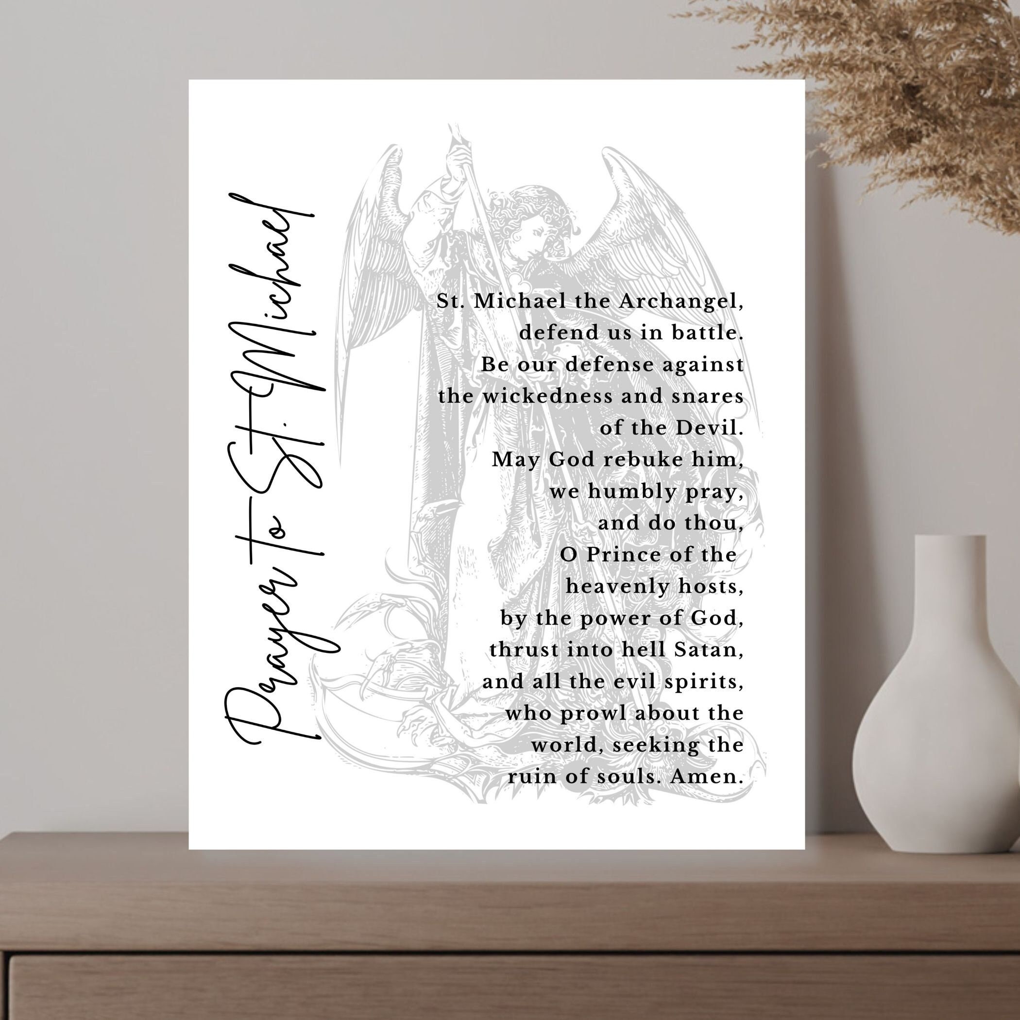 St. Michael Archangel Prayer, Traditional Catholic Wall Art, Canvas ...