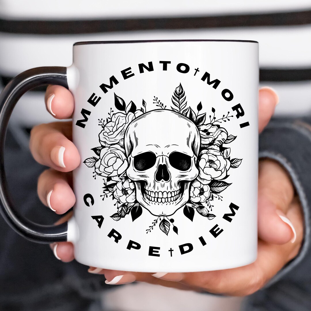 Memento Mori Skull Coffee Mug: Christian Halloween Decor, Carpe Diem ...