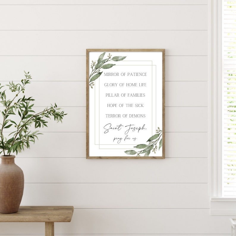 St. Joseph Printable Poster Traditional Catholic Wall Art, Litany of ...