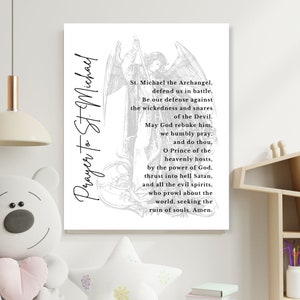 St. Michael Archangel Prayer, Traditional Catholic Wall Art, Canvas ...