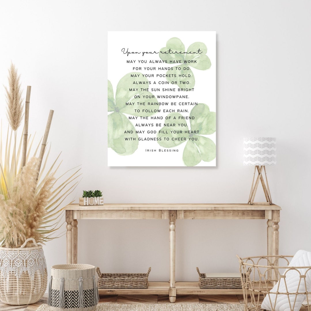 Retirement Blessing, Irish Blessing for Retirement Poem, Canvas Wall ...