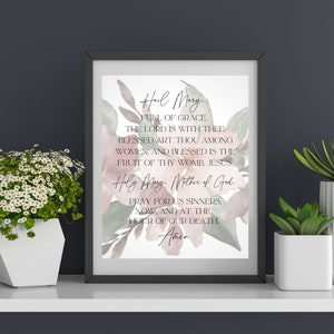 Hail Mary Printable Art, Digital Download, Catholic Prayer Printable ...