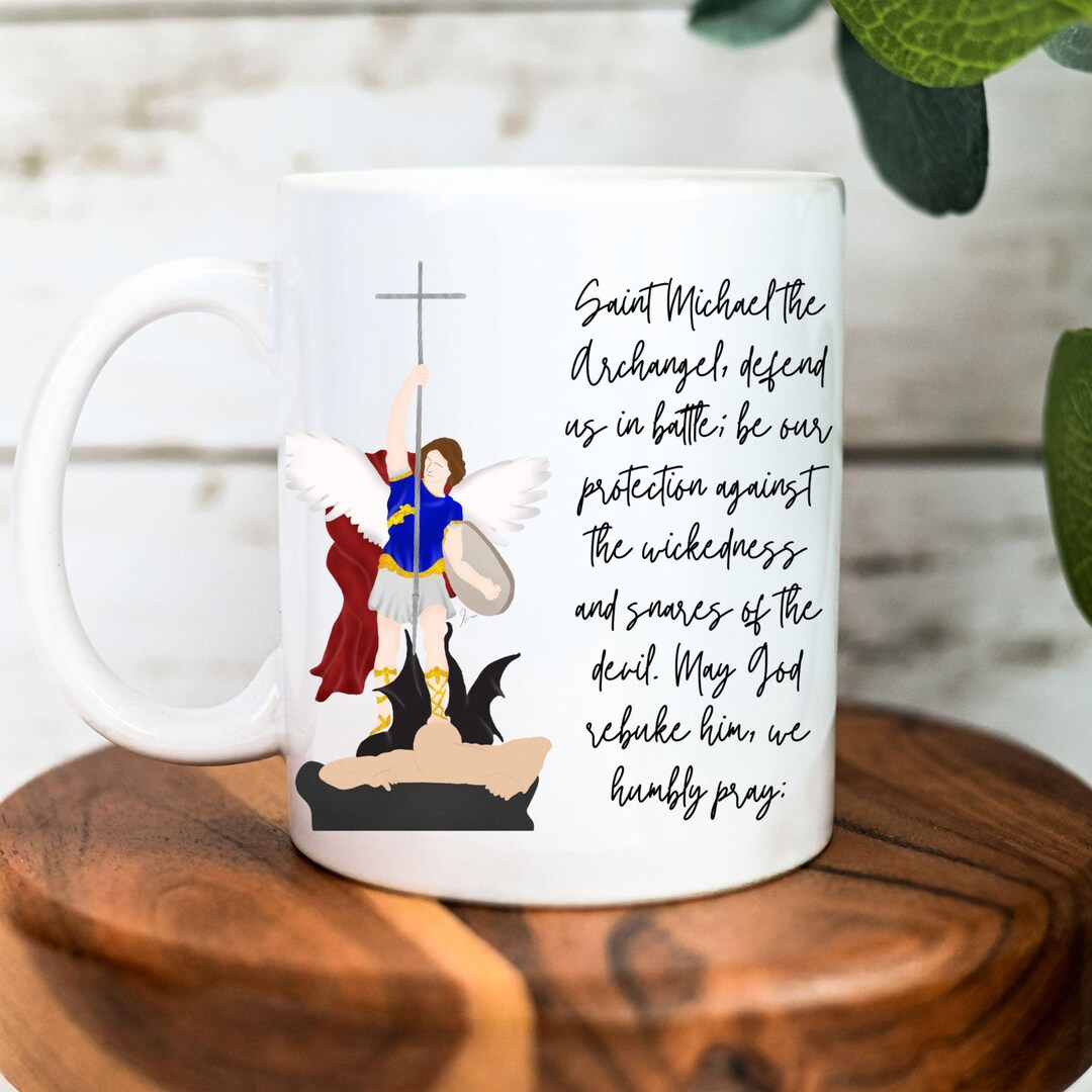 Catholic Mug, St. Michael Archangel Coffee Cup, Saint Quote Gift ...
