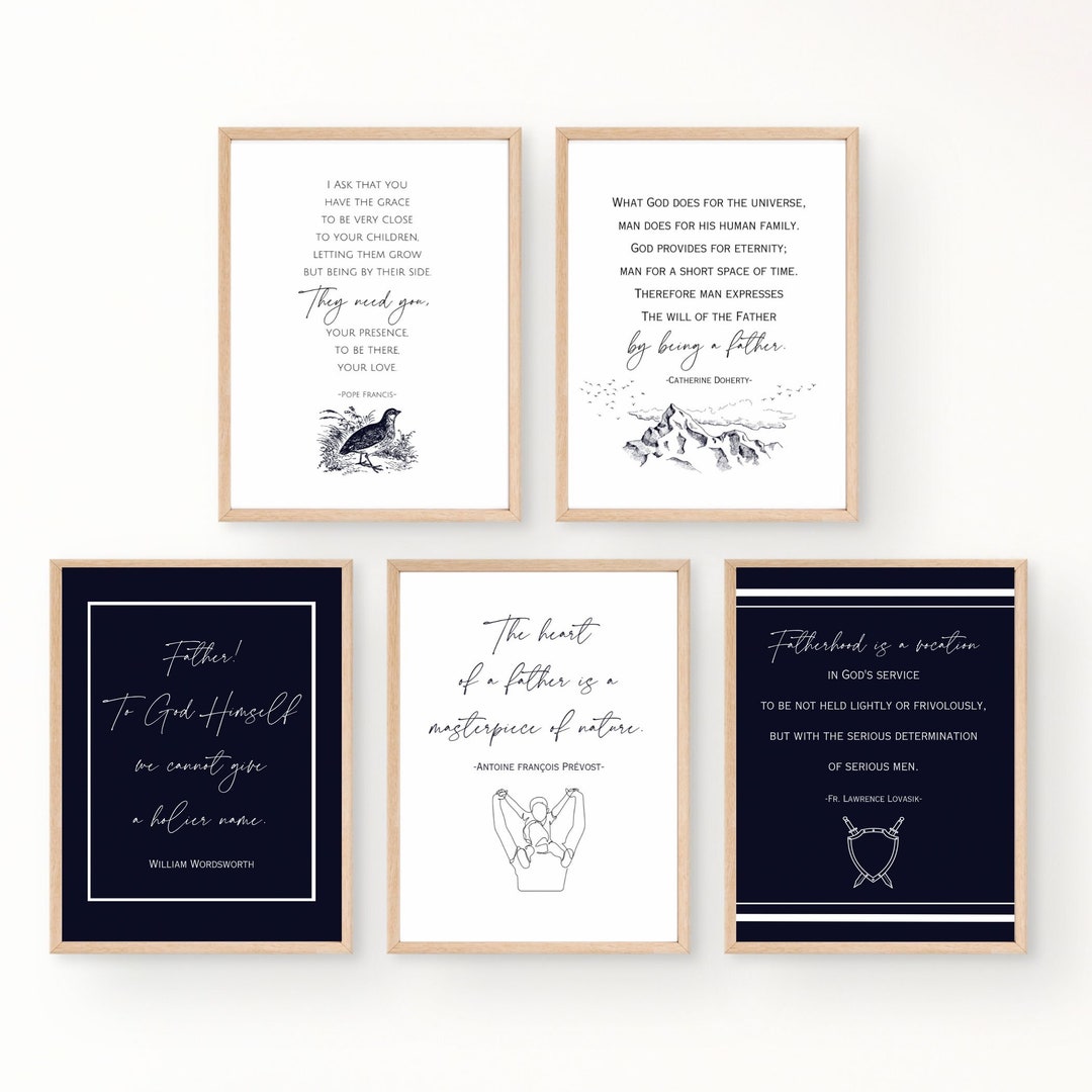Fatherhood Quotes, Catholic Christian Printable Gallery Wall Art, Set ...