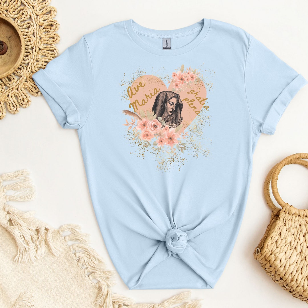 Virgin Mary Shirt Traditional Catholic Ave Maria Shirt, Mary Mother of ...