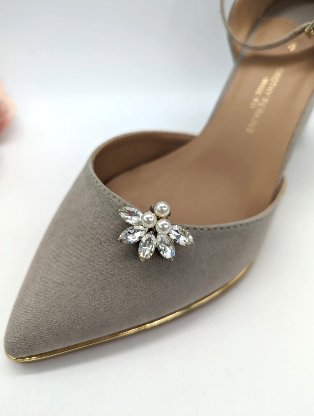 Bridal Shoe Clips pair, Ivory Faux Pearl and Rhinestone Wedding Shoe ...