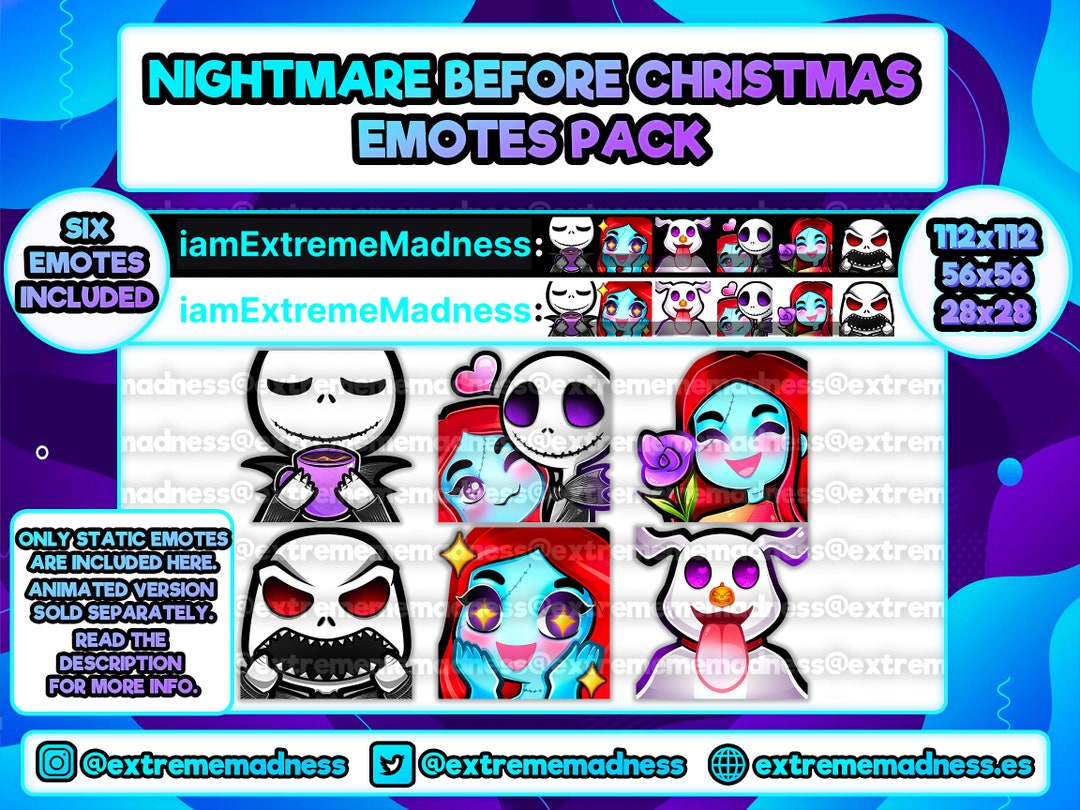 Nightmare Before Christmas Twitch Emotes Pack Emote Set Discord Stream ...