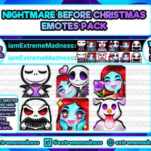 Nightmare Before Christmas Twitch Emotes Pack Emote Set Discord Stream ...