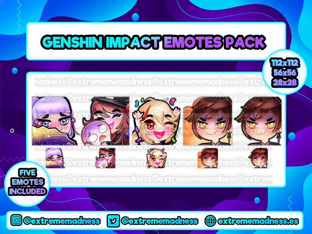 X5 Genshin Impact Emotes Pack Twitch Emote Set Discord - Etsy UK