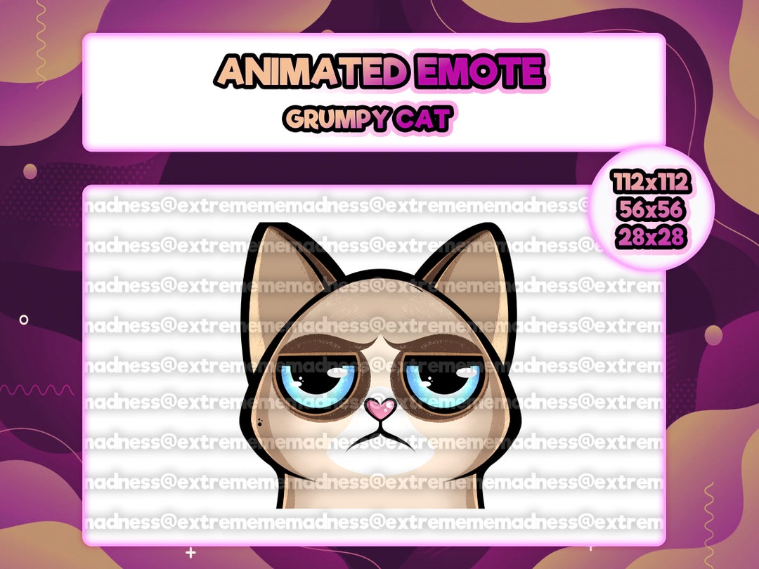 Grumpy Cat Twitch Animated Emote Discord Youtube Stream Nope Hype ...