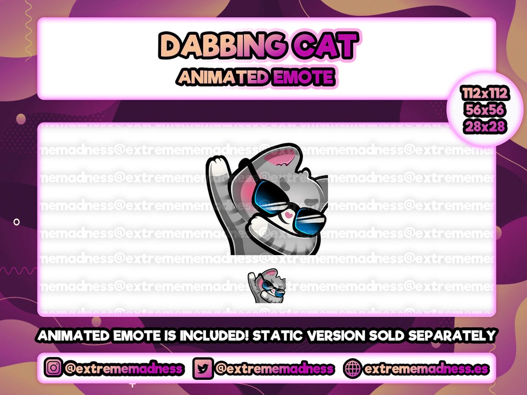 Dabbing Cat Twitch Animated Emote Discord Youtube Stream Raid Cute ...