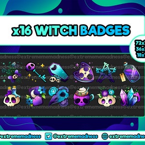 12 Witchy Badges Twitch Sub Bit Badges Streamer Halloween Horror ...