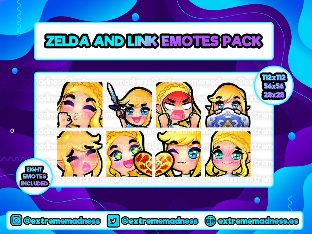 X8 Link and Zelda Emotes Pack Emote Set Discord Twitch - Etsy