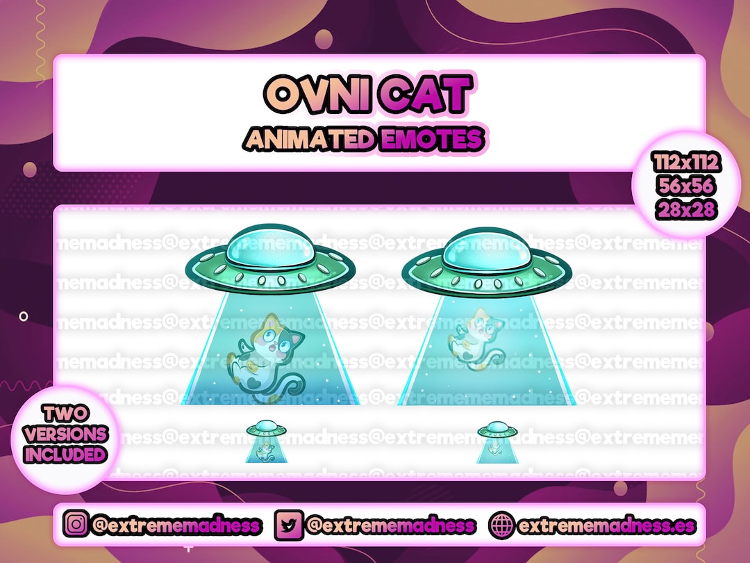 Animated UFO Cat Emote for Twitch and Discord Stream UFO Emote Cat ...