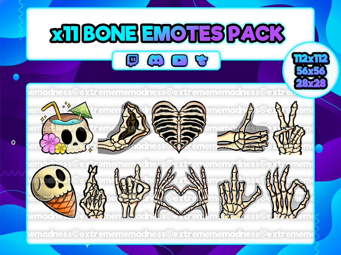 X11 Bone Pack Twitch Emotes Discord Youtube Stream Creepy - Etsy