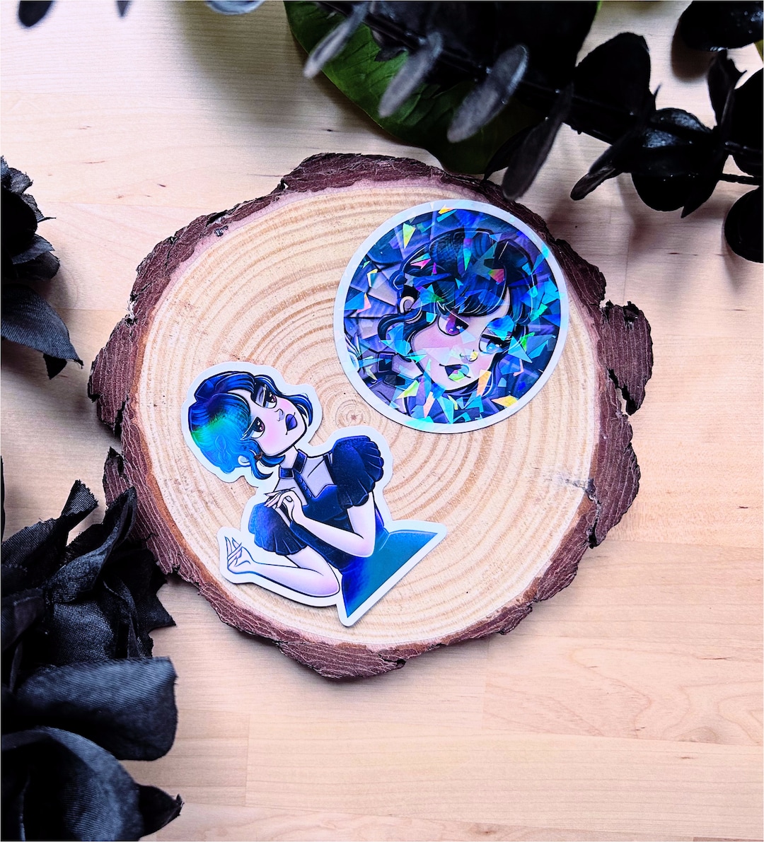 Goth Girl Holographic Stickers Dark Broken Glass Clear Holographic ...