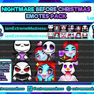 Nightmare Before Christmas Twitch Emotes Pack Emote Set Discord Stream ...