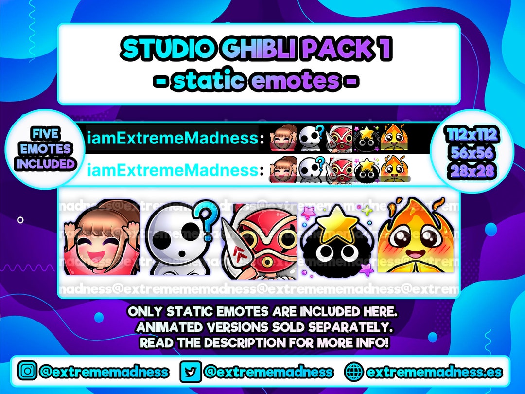 X5 Studio Ghibli Twitch Emote Pack Emote Set Discord Youtube Stream ...