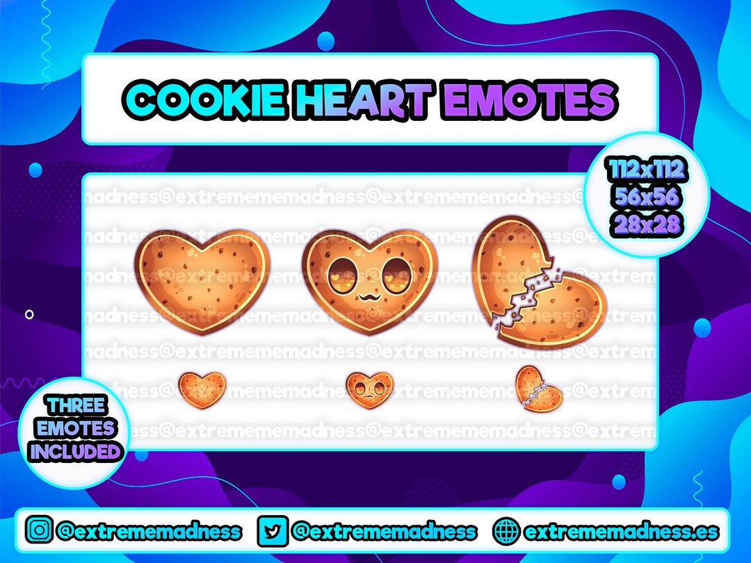 Cookie Heart Emotes Pack Twitch & Discord Emotes Cute Kawaii Broken ...